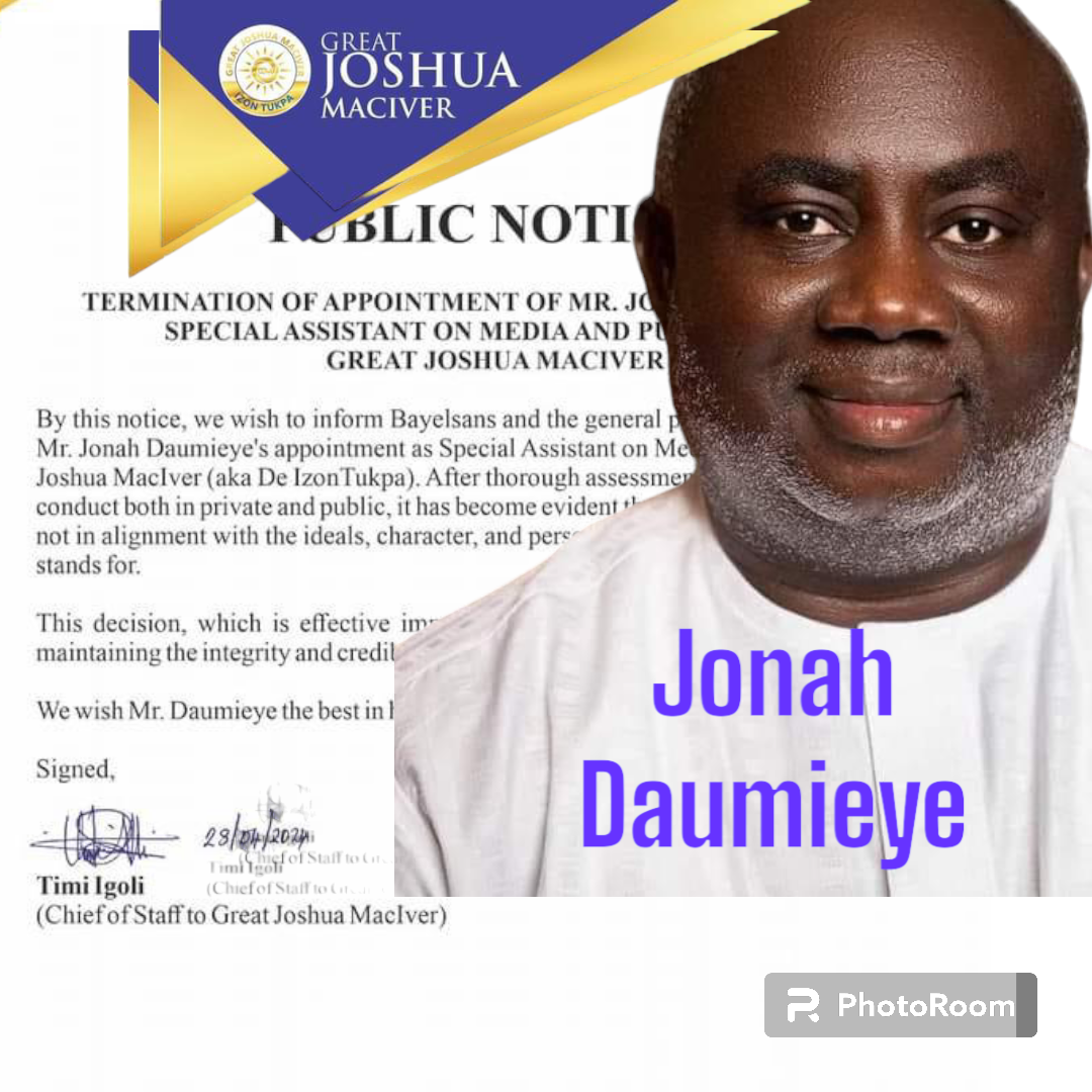 Bayelsa APC deputy guber candidate, Joshua Maciver, sacks media aide ...