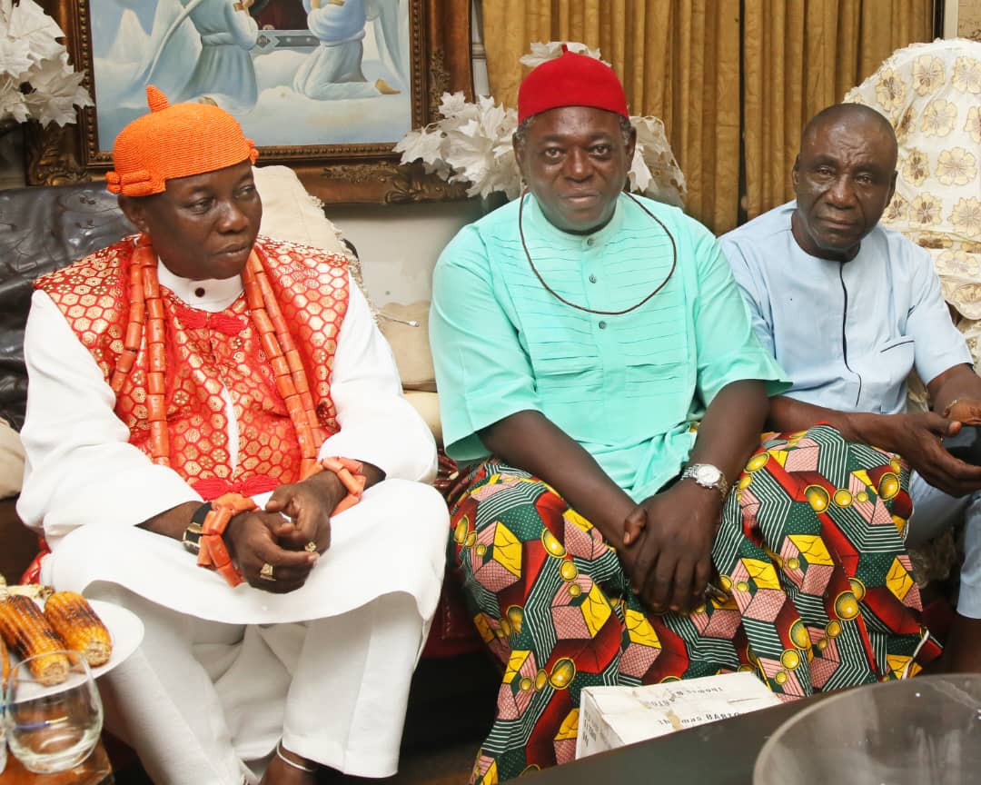 JUST IN: Senator Nwoko's advanced team pays homage to Asagba of Asaba